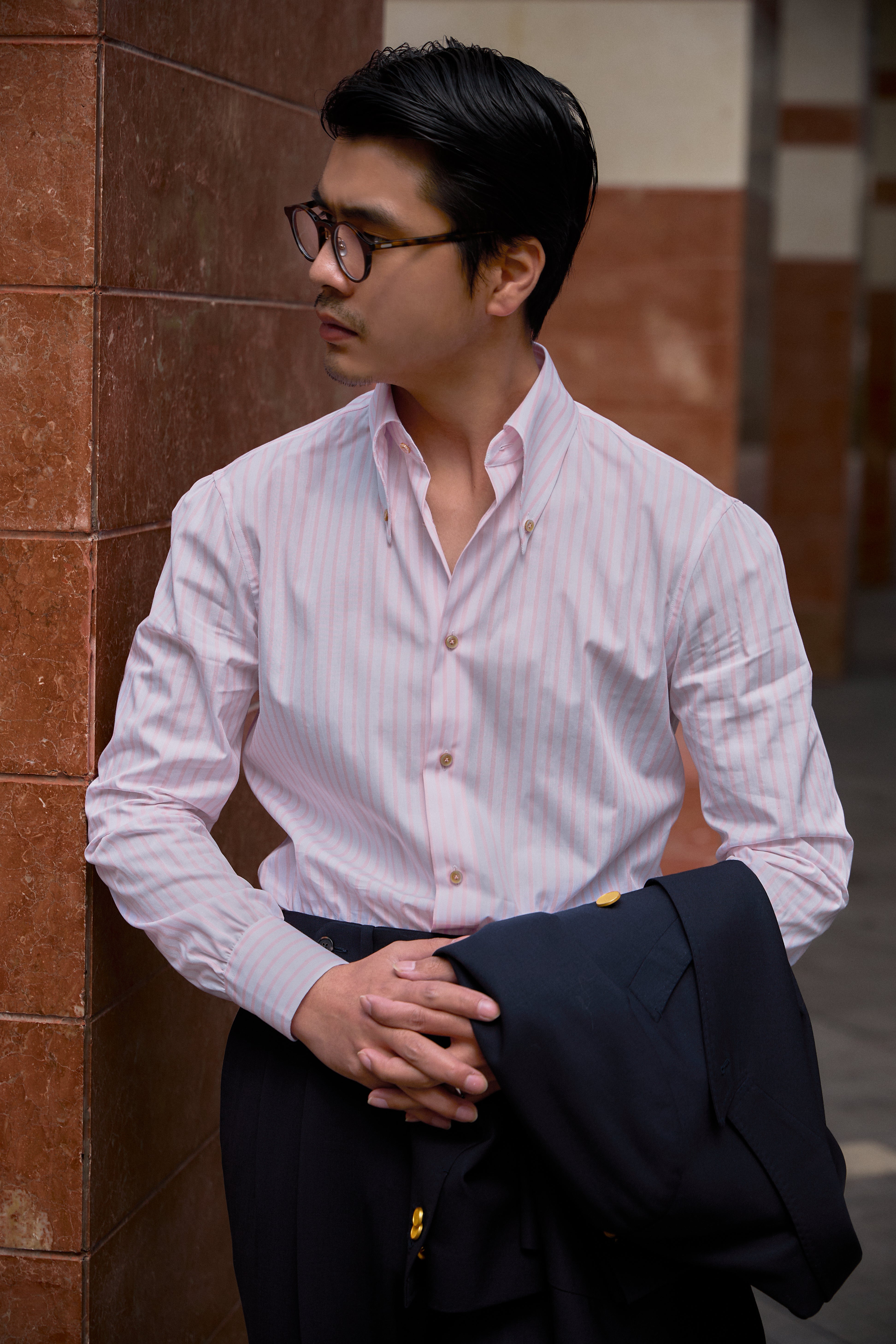 Ugentle Long Point Button Down Collar Shirt — Pink Stripe – Yearn Shoemaker